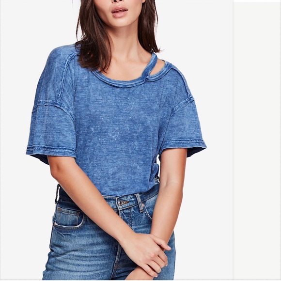 Free People | Tops | Free People We The Free Alex Tee Blue Lagoon Nwt ...